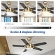 Moasis 52 inch 3-Color LED Ceiling Fan Light with 5 Wooden Blades and ...