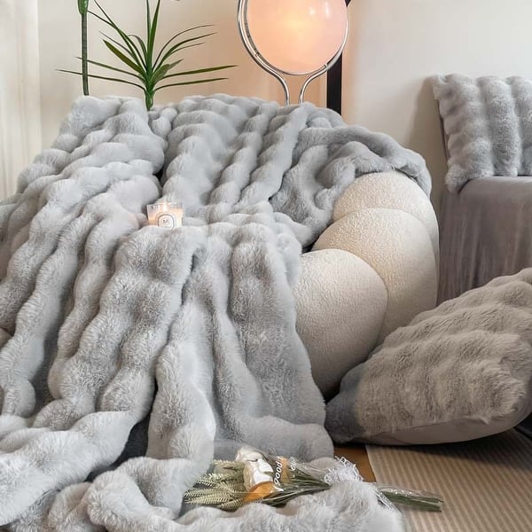 rabbit fur throw