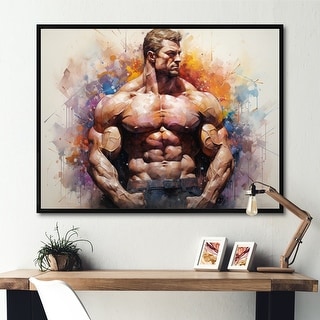 Designart "Bodybuilding Muscle Symphony I" Sports Framed Wall Decor ...