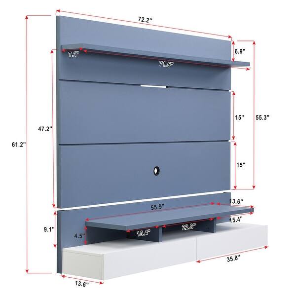 85'' Modern TV Stand Wall Mounted Floating with Large Storage Space ...