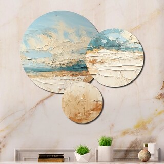 Designart "Coastal Beach Sand Whispers I" Modern Metal Wall Decor Set ...