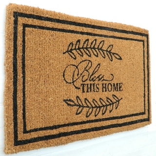 PVC Backed coir door mat natural printed - 18" X 30" - Bed Bath ...