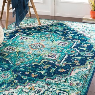 Livabliss Padma Traditional Teal Area Rug - Bed Bath & Beyond - 22402251