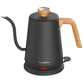 Gooseneck Electric Kettle with Thermometer， Black Electric Kettle 1L ...