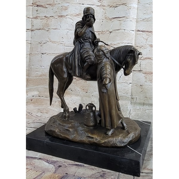 Arabian Man On Horseback Bronze Sculpture Statue Arab Horse Rider By ...