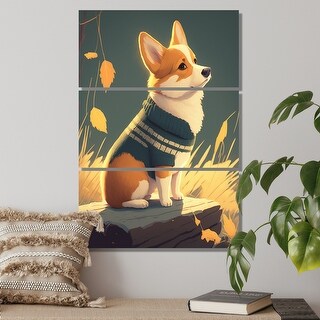 Designart "Cute Little Corgi Dog" Dog Gangster Mafia Canvas Art Print ...