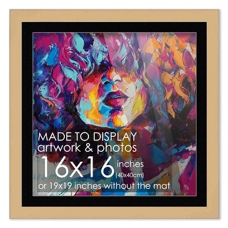 16x16 Frame Natural Matted for 16x16 Picture or 19x19 Art Poster - Bed ...