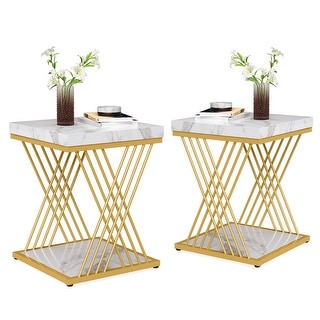 Square Side Table White Gold Side Table Set of 2 - Bed Bath & Beyond ...