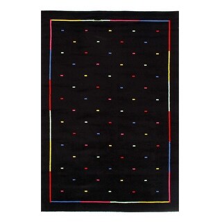 Black Color Fine Modern Machine made rug 6'6'' X 9'9'' - 9'9'' x 6'6 ...