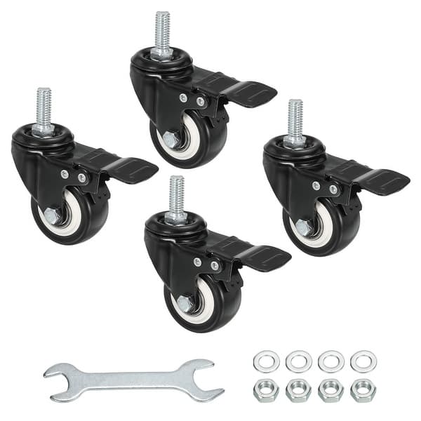 2 Inch PU Swivel Threaded Stem Casters 3/8"-16UNC with Brake 110lbs ...