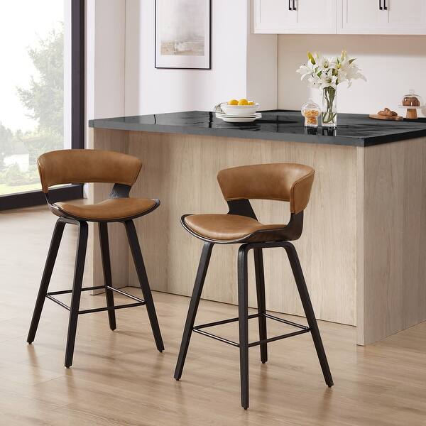 Art Leon Set of 2 Faux leather Counter Height Barstool - On Sale - Bed ...