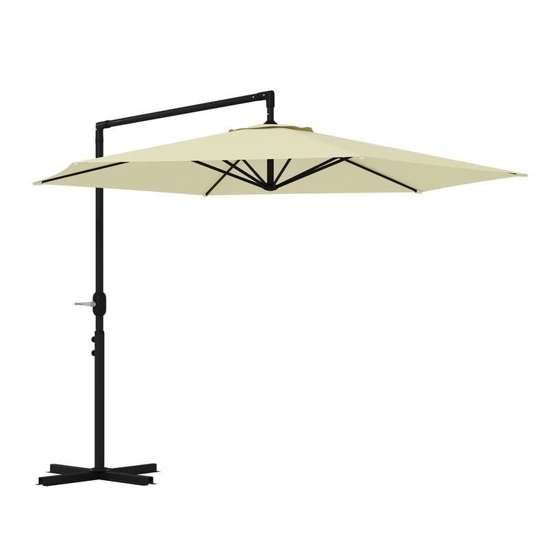 9.5' x 9.5' Polyester Patio Umbrella Cantilever Umbrellas with Cross ...
