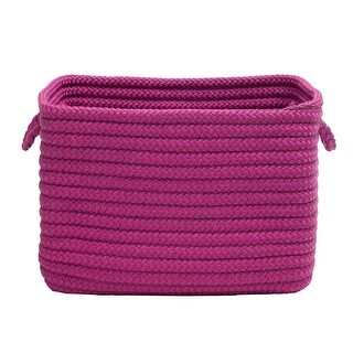 14" Magenta Pink Rectangular Handmade Braided Storage Basket - Bed Bath ...