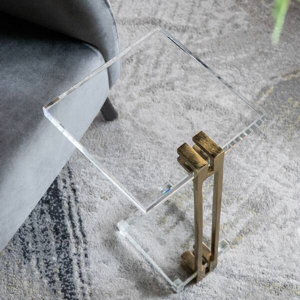 Crystal Side Table with Gold Metal Frame for Living Room - Bed Bath ...