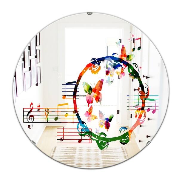 Designart 'Music Notes III' Printed Modern WallMirror - Contemporary ...