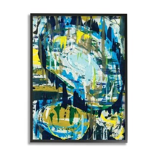 Stupell Surreal Abstract Shapes Blue Green Brush Strokes Framed Wall ...