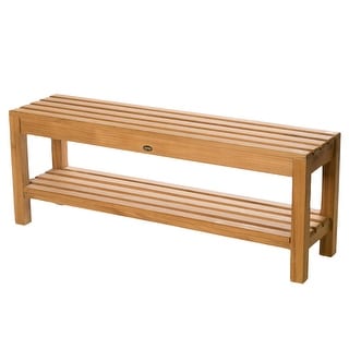 Teak Shower Bench Coach 47" (120 cm) with shelf - Bed Bath & Beyond ...