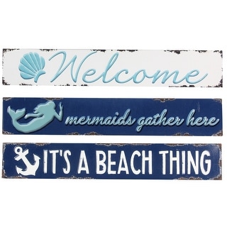Welcome Mermaids Gather Here A Beach Thing Wall Signs Set of 3 Embossed ...