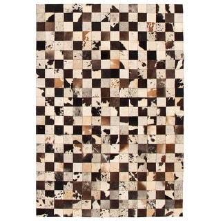 ECARPETGALLERY Handmade Cowhide Patchwork Dark Brown Leather Rug - 5'4 ...