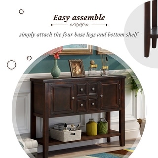 Espresso Console Table Buffet Sideboard Table for Kitchen Living Room ...