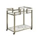 2 Tier Serving Cart with Faux Marble and Metal Frame, Silver - On Sale ...