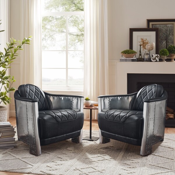 Art Leon Mid century Industrial Genuine Leather Chair On Sale Bed Bath Beyond 36538778