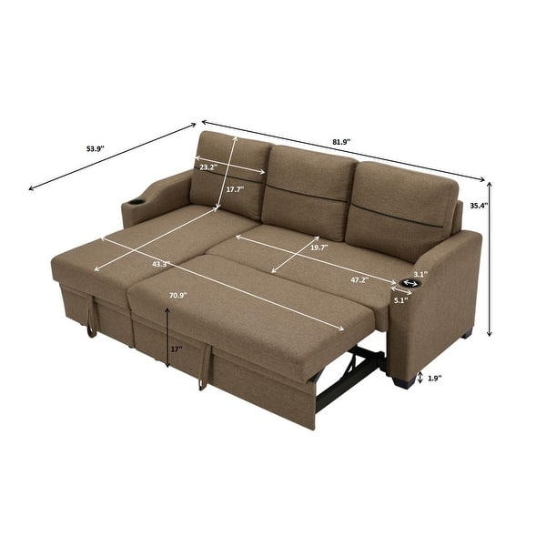 Pull Out L-shape Sectional Sofa Bed Linen Corner Broaching Couch Set ...