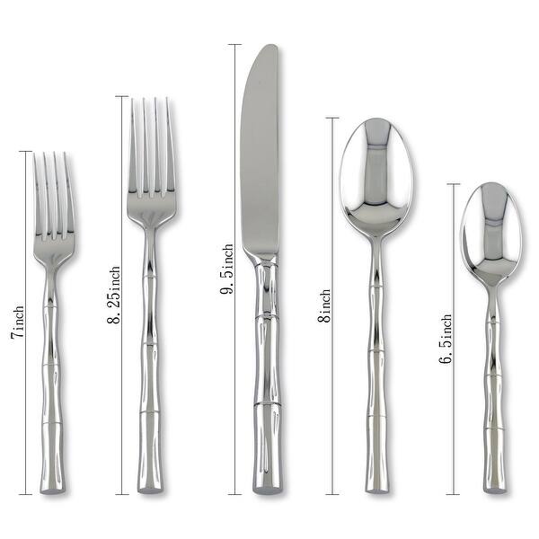 UPware 20-Piece 18/8 Stainless Steel Flatware Set with Bamboo Style ...