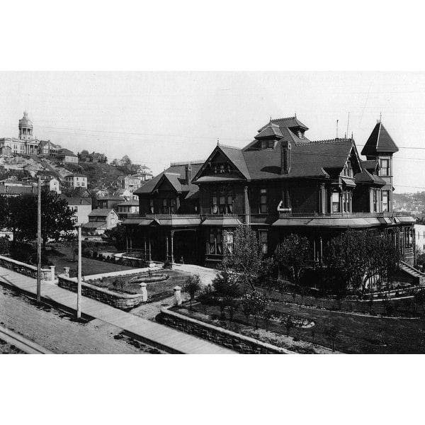 Yesler Mansion Black and White Gallery Wrapped Canvas - Bed Bath ...