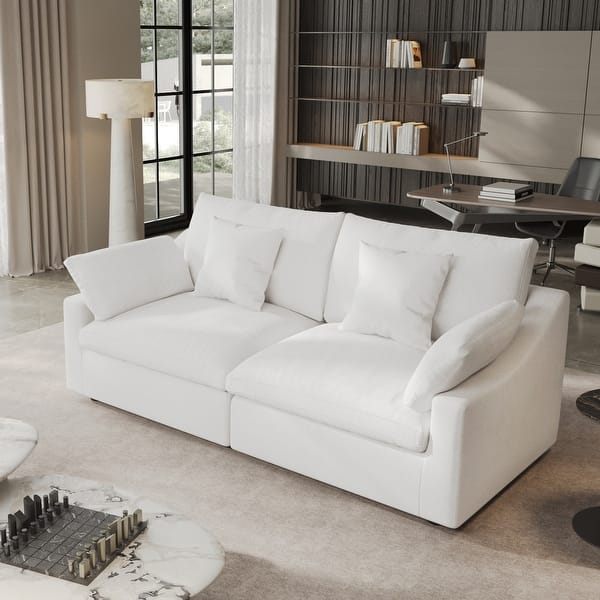 Modern Comfy Linen Sectional Sofa Down Filled Cloud Couch, Loveseat for ...