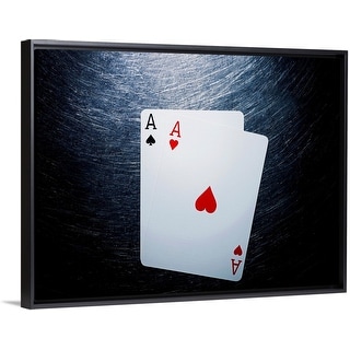 "Two Aces Playing Cards on Stainless Steel." Black Float Frame Canvas ...