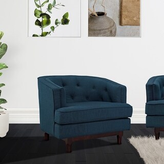 Malone Mid-century Modern Blue Fabric Upholstered Arm Guest Chair - Bed ...