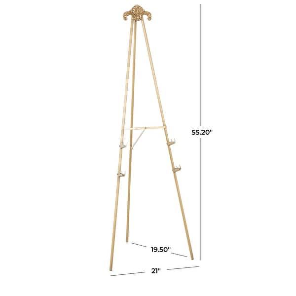 Gold Metal Large Freestanding Foldable Floor 2 Tier Easel with Scroll ...