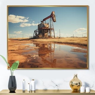 Designart "Oil Drilling Rig Fields Horizon" Oil Rigs / Fields Framed ...