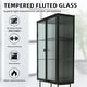 Tall Freestanding Fluted Glass Storage Cabinet with Glass Doors - Bed ...