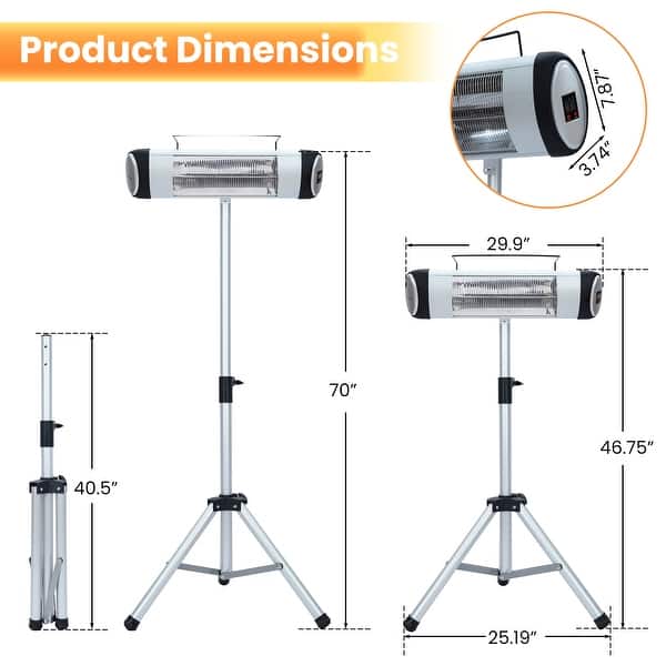 Electric Infrared Space Heater with Remote Control and Portable Tripod ...