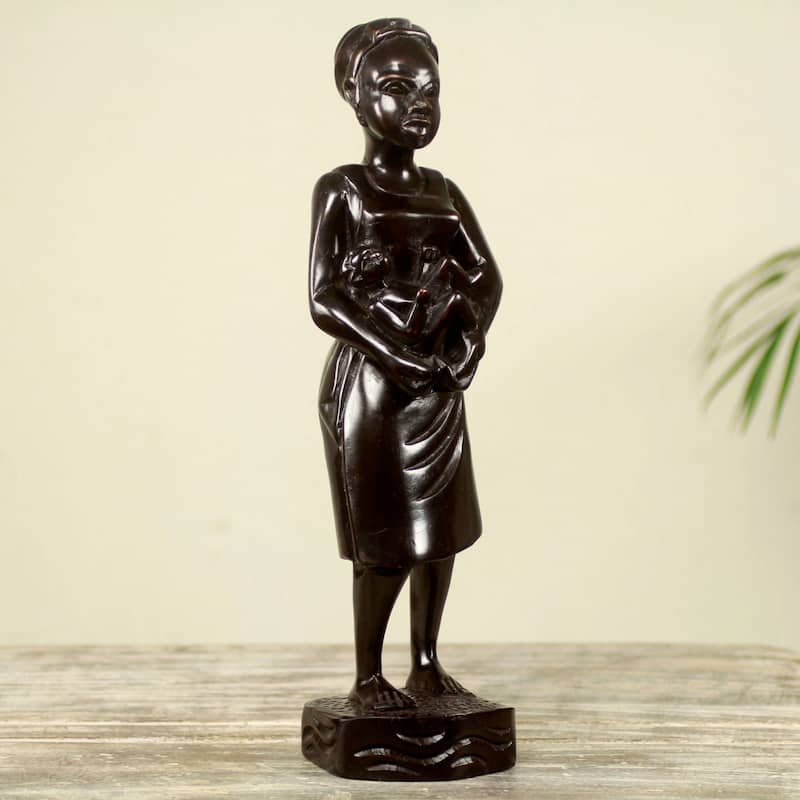 Novica Handmade Akan Mother And Child Wood Sculpture - Overstock - 37866722