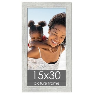 15x30 Distressed/Aged White Washed Complete Wood Picture Frame with UV ...