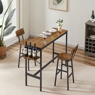 3-Piece Dining Table Set with Retro Rectangular Table and 2 Chairs ...