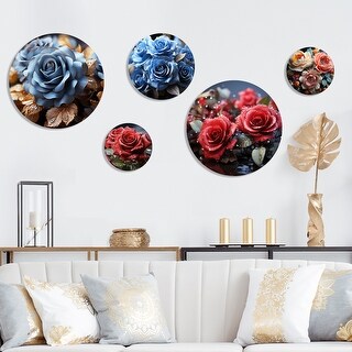 Designart "Azure Blue Roses Arrangement Elegance" Roses Wall Art Set of ...