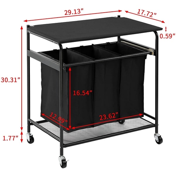 Rolling Laundry Sorter Cart with Openable Ironing Board and 3 Side Pull ...