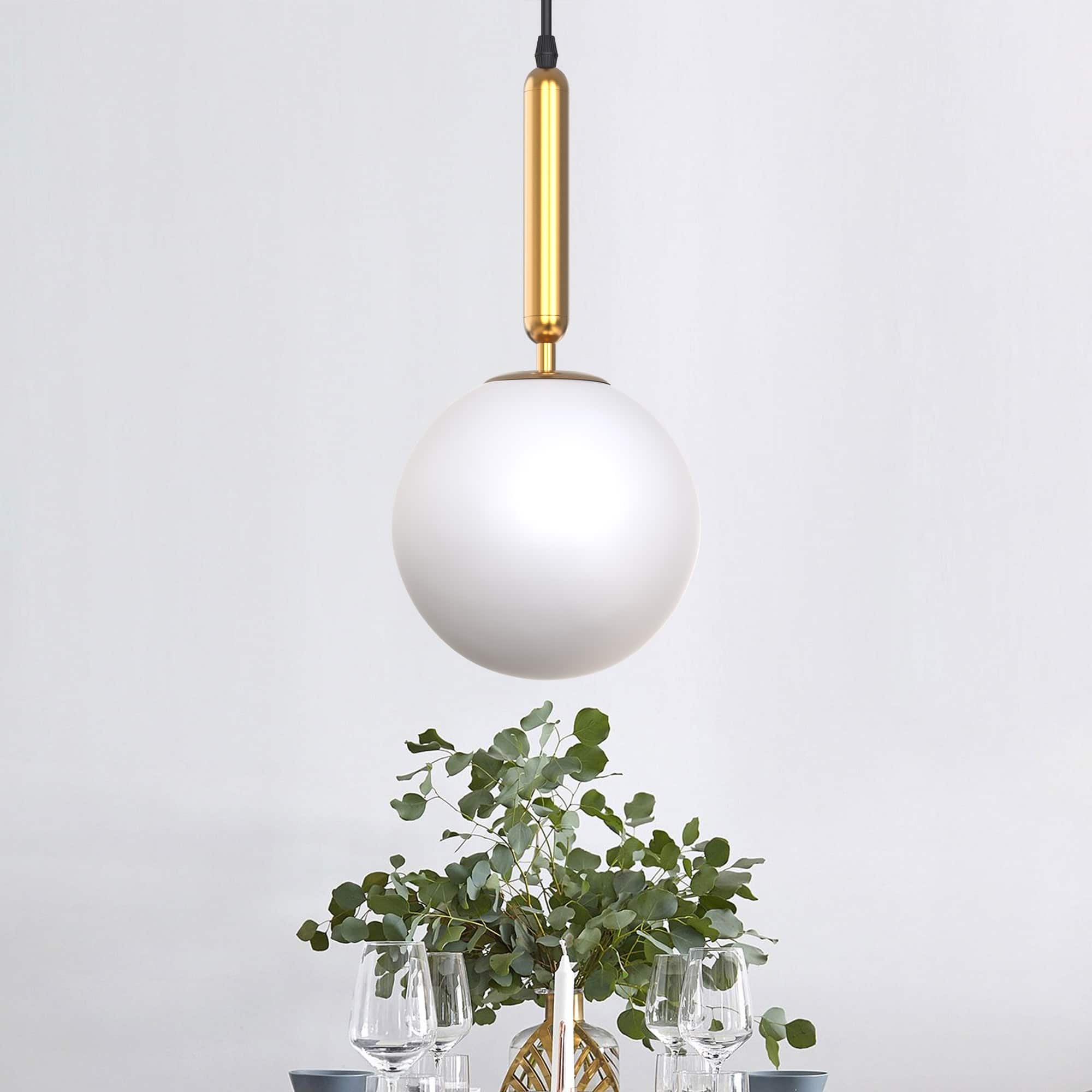 YANSUN 1-Light Gold Globe Pendant Light Mid-century Modern Hanging ...