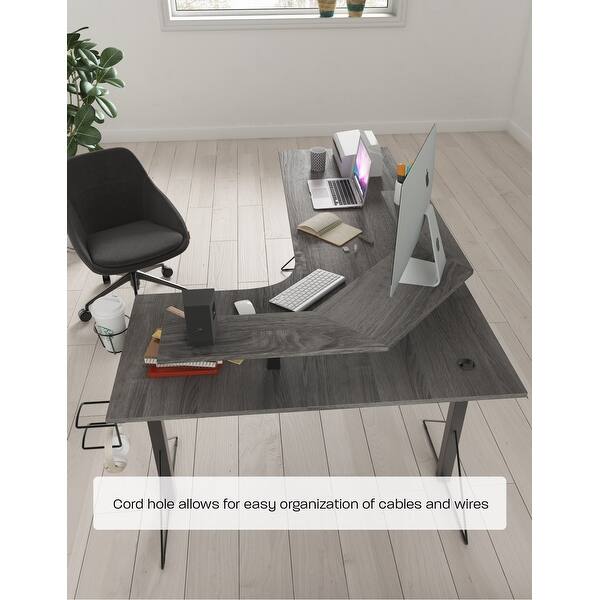 Jamesdar Core Powered L-shaped Computer Gaming Desk with Monitor Stand ...