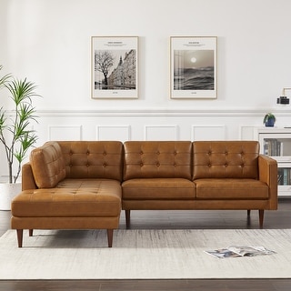 Lester Modern Living Room Top Leather Corner Sectional Couch in Cognac ...