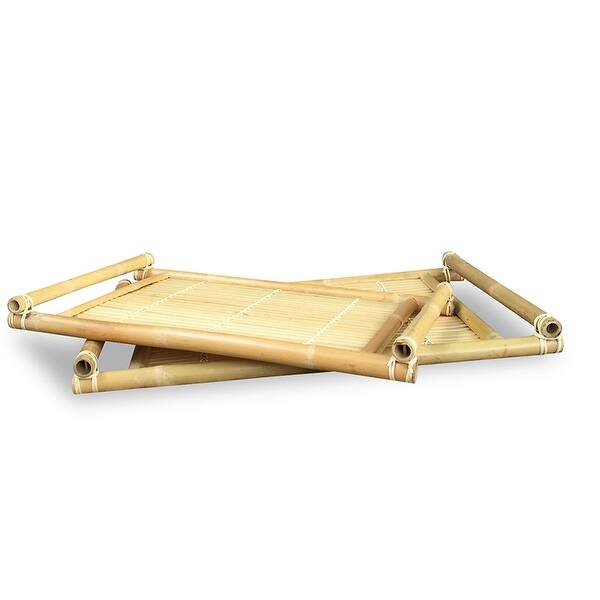 Set of 2 Natural Bamboo Nesting Trays - 24L x 16W x 2H - Bed Bath ...