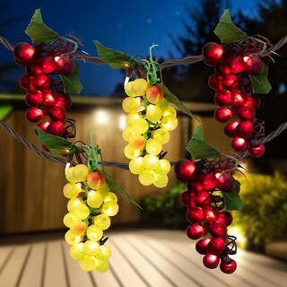 5-Count Red and Green Grape Cluster String Light Set, 8ft Brown Wire ...