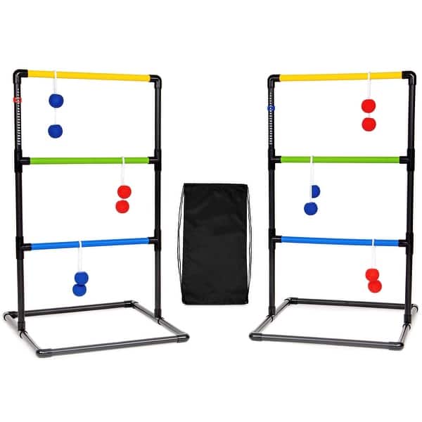 Ladder Toss Indoor & Outdoor Game Set with 6 Soft Rubber Bolo Balls and ...
