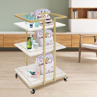 Rolling Metal Manicure Trolley with Open Design and Wheels - Bed Bath ...