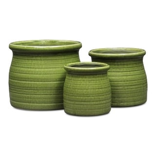 Kifon Curved Ceramic Ceramic Pot - Olive Green - Bed Bath & Beyond ...