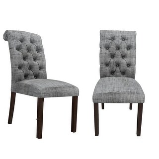 Upholstered Dining Chairs Set of 2, Gray Linen Dining Room Chairs with ...